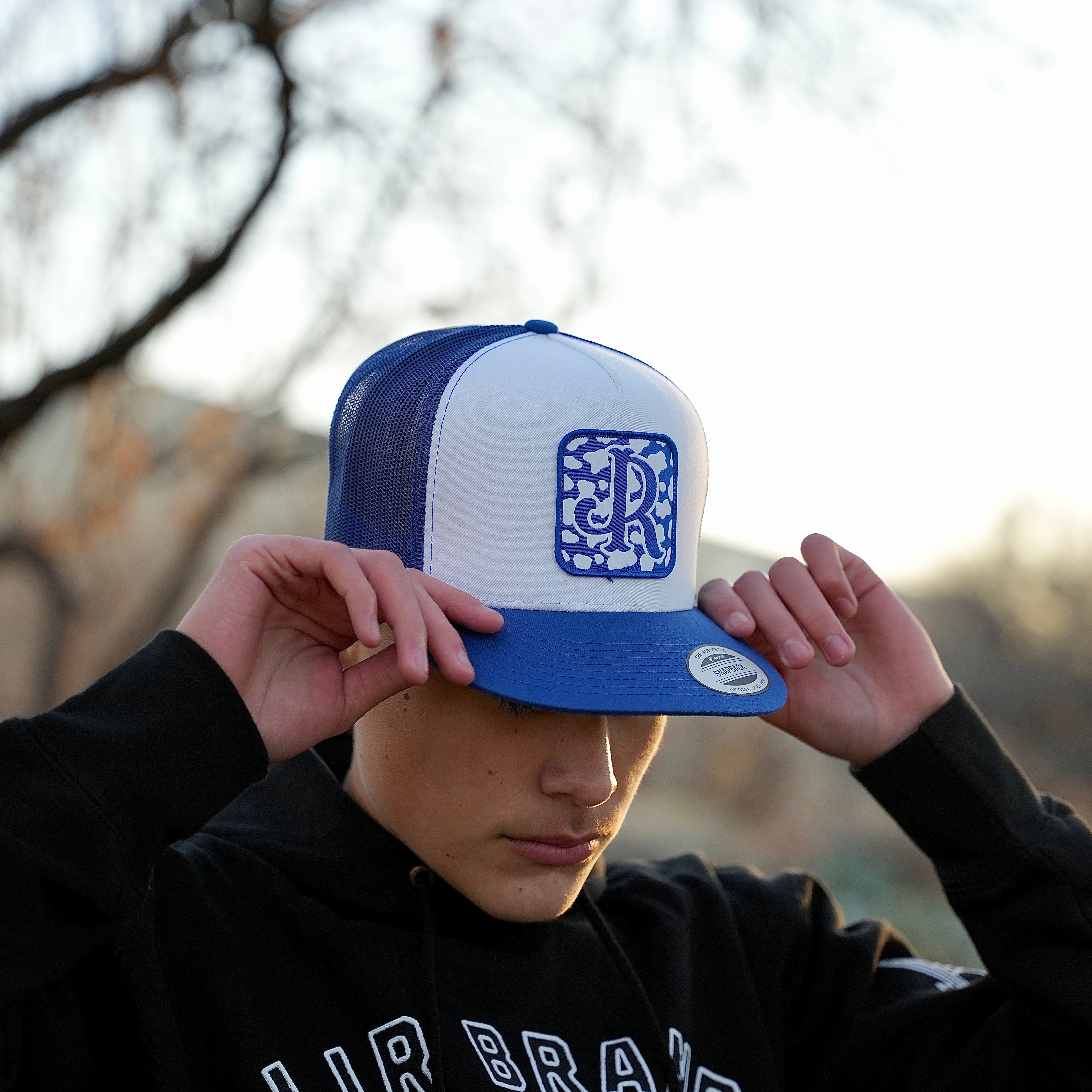 ROYAL BLUE CWPRNT PATCH/ ROYAL BLUE & WHITE CAP – JJR BRAND